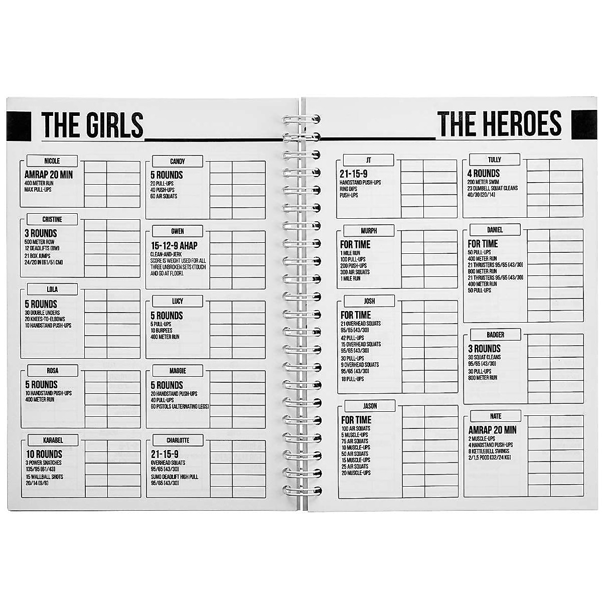 WODBOOK Workout Journal for Athletes - WOD Logbook - Exercise Planner - Cross Training Tracking Diary – WOD Book | Track 200 WODs + 130 Benchmarks + Personal Records | 140 Pages | Wire-Bound