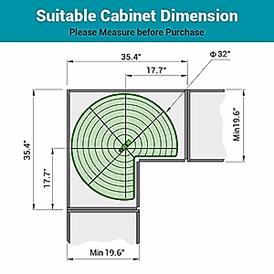 32 Inch Kidney Lazy Susan Turnable, White Lazy Susan Kitchen Cabinet Organizer