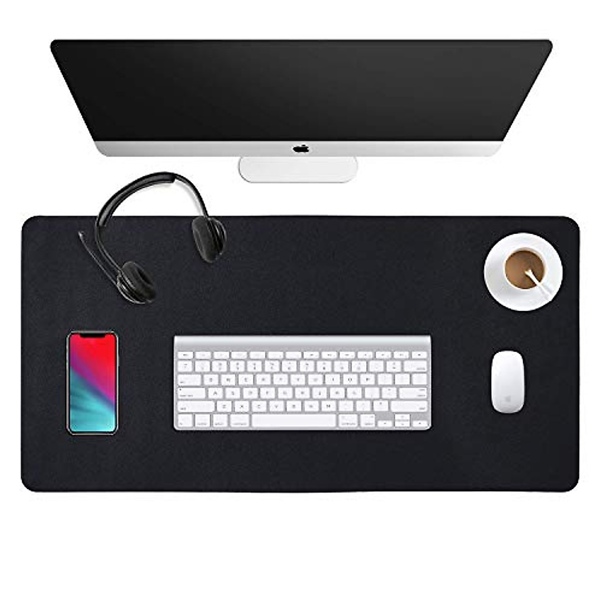 Dual Sided Leather Desk Pad (31.5 x 15.7"), Office Waterproof Desk Mat, PU Mouse Pad, Desk Protector Cover, Desk Writing Mat for Office/Home/Work/Cubicle (Black/Red)