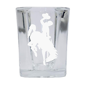 R and R Imports University of Wyoming 2 Ounce Square Shot Glass laser etched logo Design Officially Licensed Collegiate Product