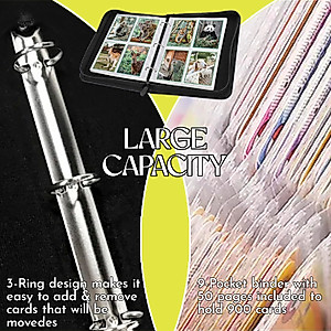 Card Binder 9 Pocket, Trading Card Holder Fits 900 Cards. Trading Card Album Folder with Zipper for Sports, Game Card Case.