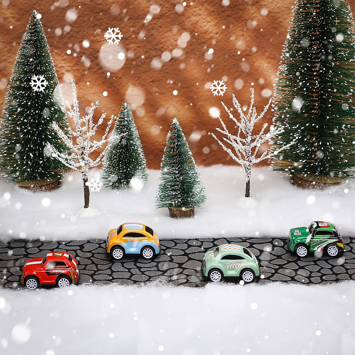 15 Pcs Christmas Village Accessories Including Artificial Snow Frost Trees Artificial Fake Snow Blanket Bare Branch Trees Accessory Cobblestone Street Accessory Figurine Village Displays for Houses