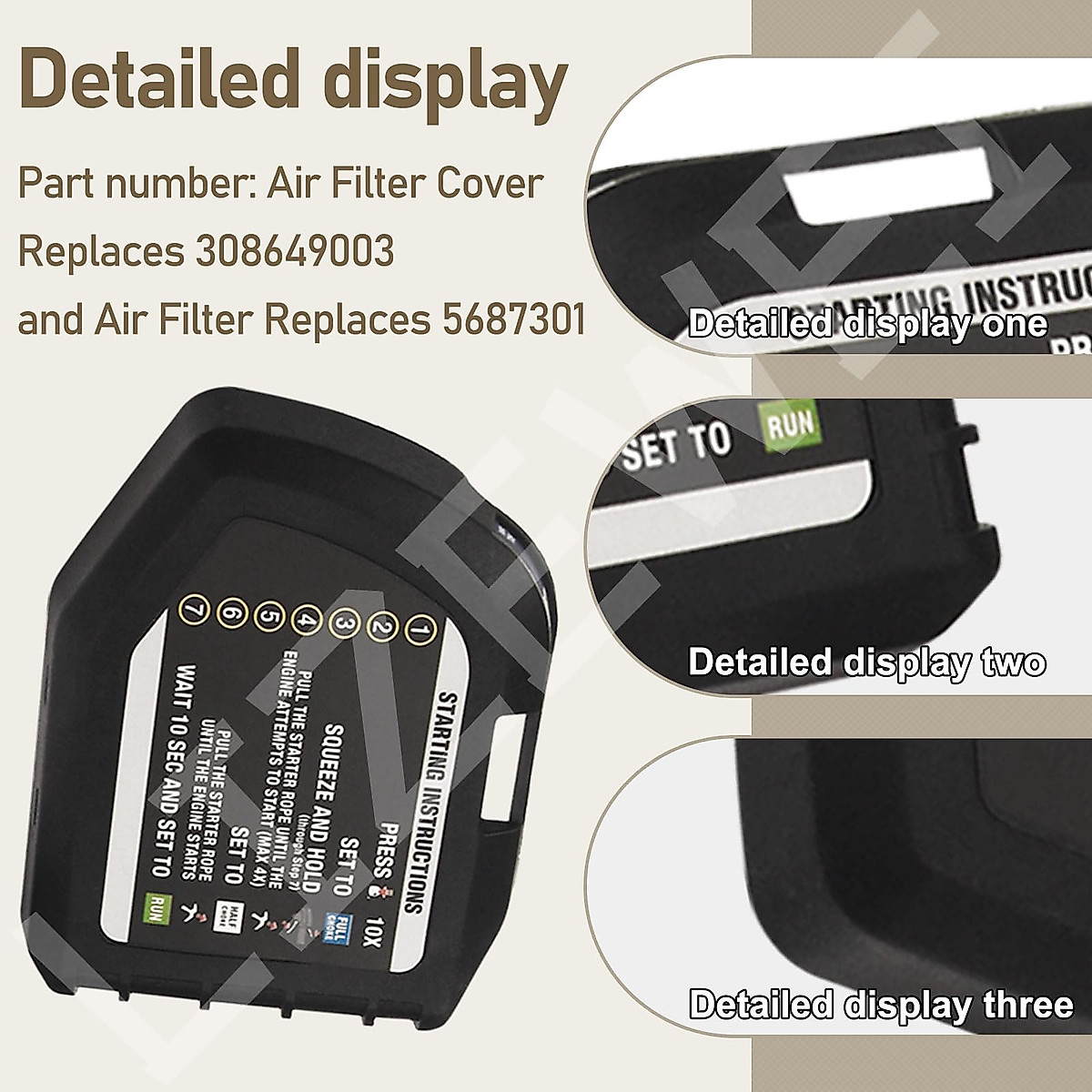 308649003 Air Filter w/Labels & 5687301 Cover Compatible with Ryobi RY251PH RY252CS RY253SS RY254BC 25CC String Trimmer - Contain oil tube