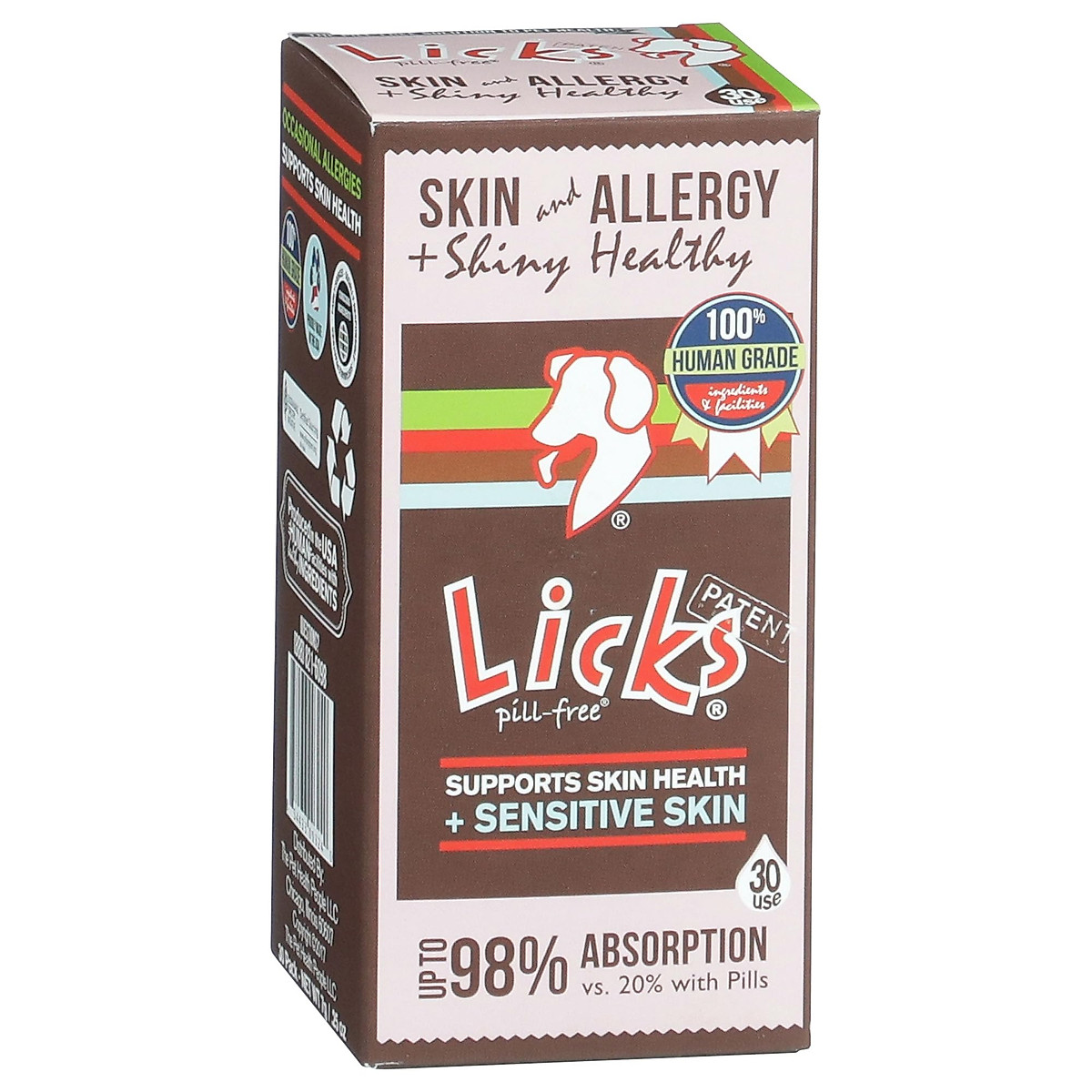 Licks Pill-Free Dog Skin and Allergy - Omega 3 Dog Allergy Relief - Dog Vitamins & Supplements for Itch Relief - Turmeric Supplement for Dog Skin - Gel Packets - 30 Use