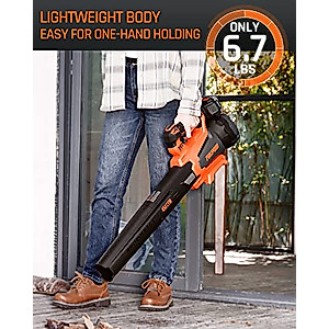 FIILPOW 20V 450CFM Cordless Leaf Blower, Variable Speed & Turbo Mode and Lock Dial, Handheld Brushless Blower with 4.0Ah Battery & Charger, Lightweight for Lawn Care/Yard Cleaning/Jobsit