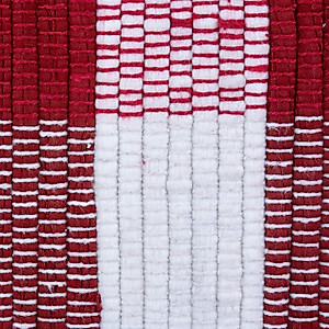 DII Buffalo Check Rug Collection, Hand Dyed Reversible Chindi Rug, 26x40, Red