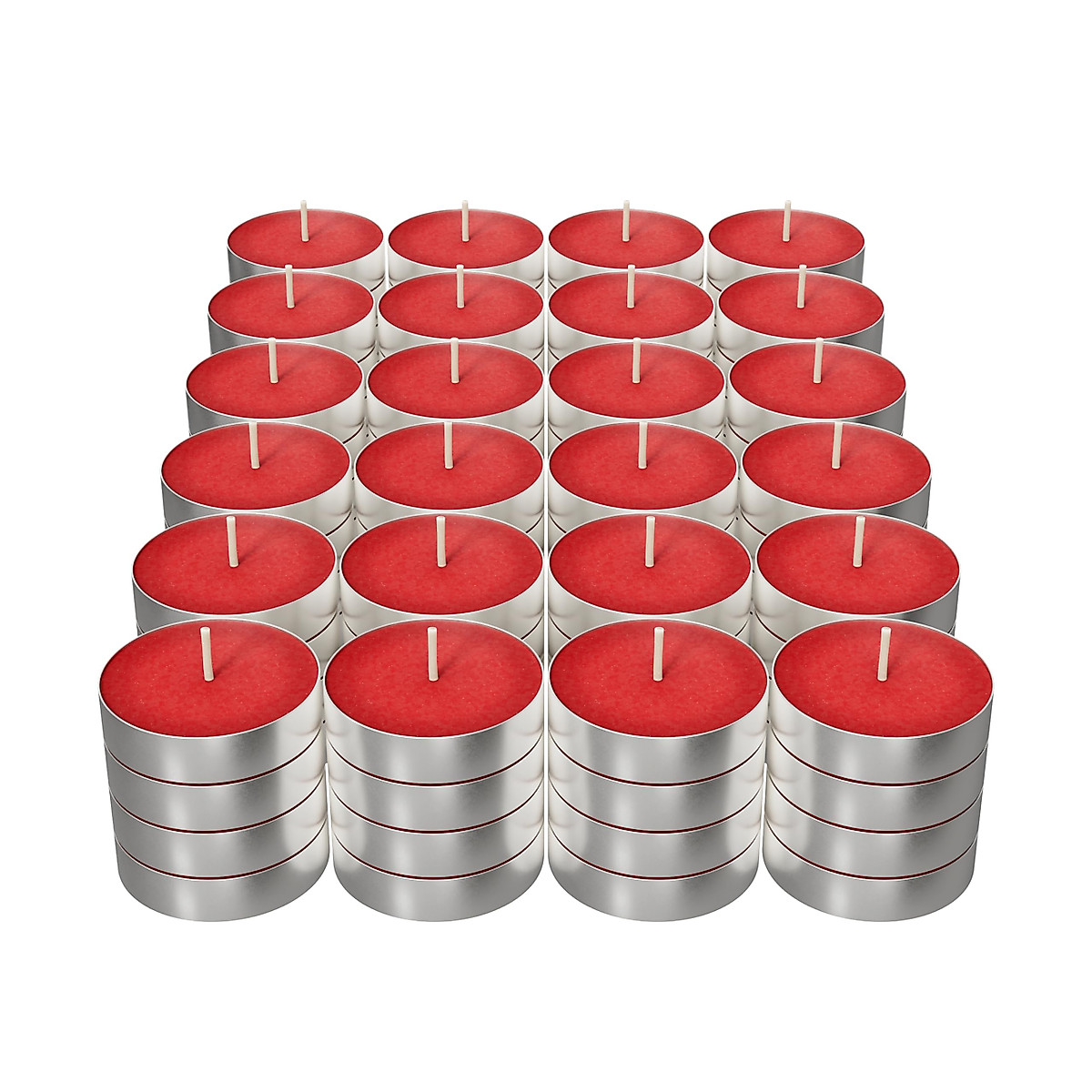 Elyon 96 Apple Cinnamon Scented Red Wax Tealight Candles in Tin Holder, Pleasant Fragrance 4 Hour Burn-Time
