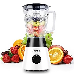 Blender for Kitchen 52oz Smoothie Blender with Plastic Jar 500 Watts Countertop Blender for Shakes and Smoothies 2 Speed with Pulse Licuadora Ice Crusher Blender for Frozon (White Black)