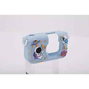 ARNSSIEN 1pcs Mini Silicone Decorative Cartoon for Digital Compatible Kid Camera Creative Design Child Shockproof Skin Protector Case Blue Astronaut