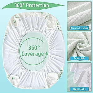 Lunsing Queen Size Mattress Protector, Waterproof, Cooling, Breathable Queen Mattress Pad Cover, 6-18 inches Deep Pocket