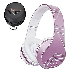 PowerLocus Bluetooth Headphones Over Ear, Wireless Headphones with Microphone, Foldable Headphone, Soft Memory Foam Earmuffs & Lightweight, Micro SD/TF,FM Radio for iPhone/Android/Tablet/PC/TV(Purple)