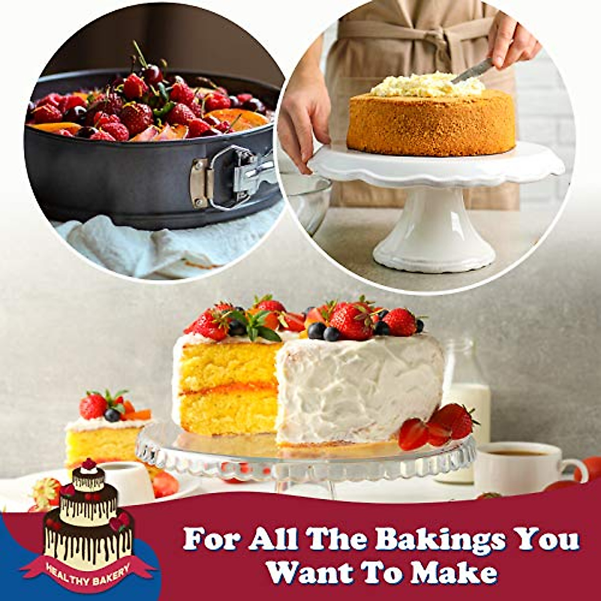 HIWARE 9 Inch Non-stick Cheesecake Pan Springform Pan with Removable Bottom / Leakproof Cake Pan with 50 Pcs Parchment Paper - Black