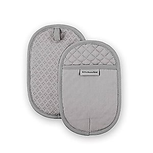 KitchenAid Asteroid Oval Pot Holder Set, 6.5"x10", Grey, 2 Piece