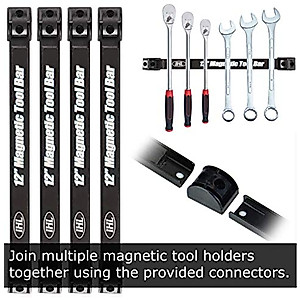 Inspired Home Living 12 Inch Magnetic Tool Holder 4 Pack - Heavy Duty Tool Organizer for Wall Mounting in Garage Workshop Workbench - Brackets Screws Drywall Anchors Hooks Included
