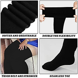 Plus Size Womens Thigh High Socks for Thick Thighs- Extra Long & Thick Over the Knee Stockings- Leg Warmer Boot Socks (Classic Black)