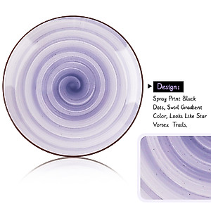 KitchenTour Large Ceramic Pasta Bowls with 8 Inch Dinner Plates Set of 6