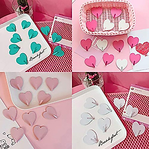 Adhesive Hooks Heart Shape Wall Hooks Hangers Heavy Duty Waterproof Creative Sticky Hanger Hook for Kitchen Utensils, Keys, Robe, Coat, Towel, Bags (Pack of 12)