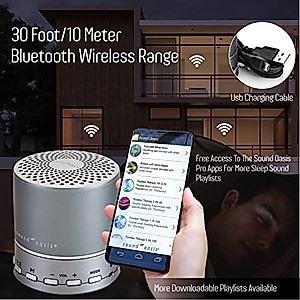 Sound Oasis Sleep Sound Machine, Bluetooth Speaker Big Bass Sound, Portable Home & Travel White Noise Machine, Relax and improve Sleep, 20 Built-in Non-Looping 8 hr Dr Developed Sleep, Tinnitus Masking, White Noise, Nature Sounds. Perfect for Sleep, Tinni