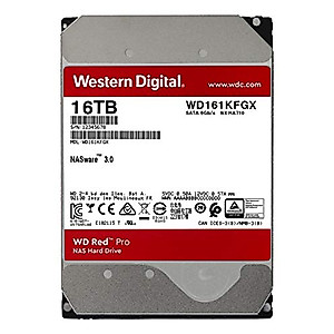 Western Digital 16TB WD Red Pro NAS Internal Hard Drive HDD - 7200 RPM, SATA 6 Gb/s, CMR, 256 MB Cache, 3.5" - WD161KFGX