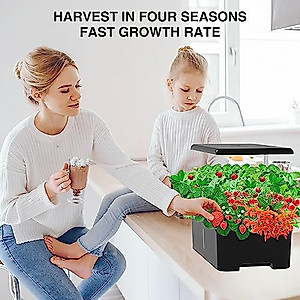 Hydroponics Growing System Herb Garden - MUFGA 18 Pods Indoor Gardening System with LED Grow Light, Plants Germination Kit(No Seeds) with Pump System, Adjustable Height Up to 17.7" for Home, Black