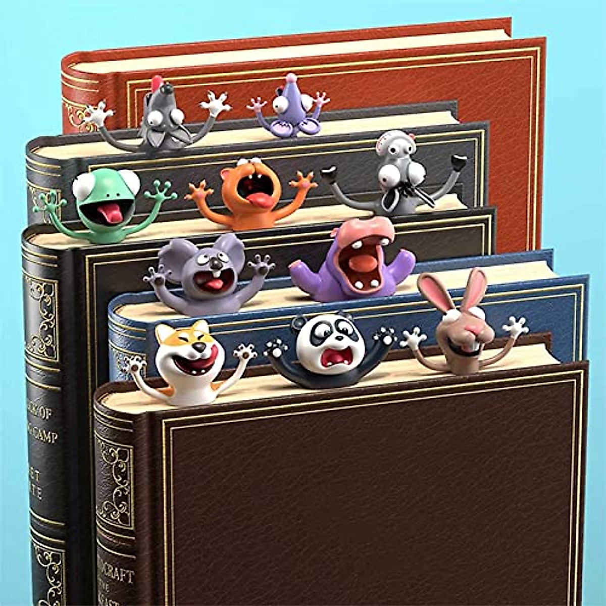 3D Cartoon Animal Bookmark Lovely Fun Cute Bookmarks PVC Animal Bookmark Squashed Animals Reading Bookmark Stationery Presents Party Favors Great Gift Ideal for Kids and Students - Gecko