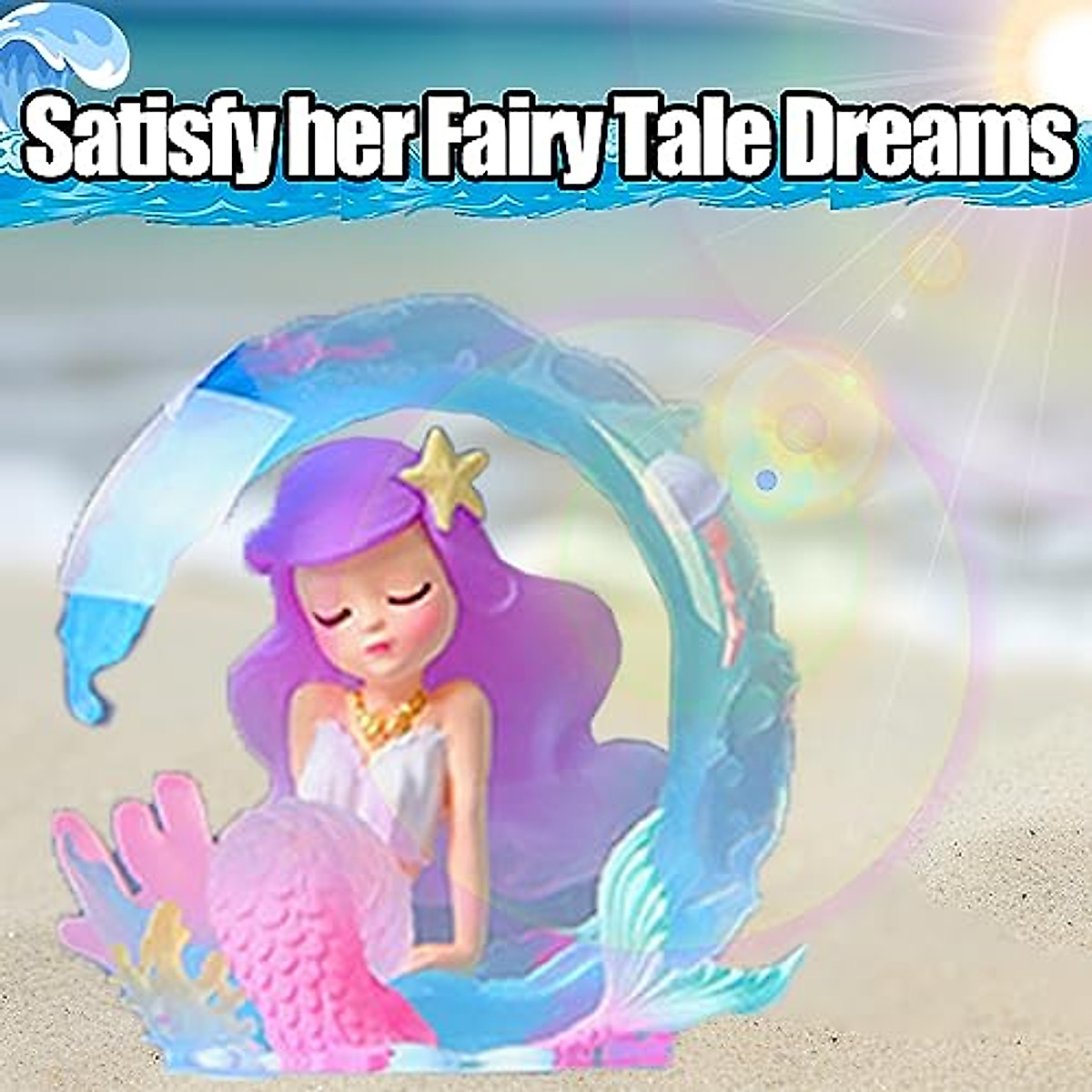 Snow Globe, Asfety Mermaid Musical Snow Globe with LED Rainbow Snow Lights and Play Music, Resin Automatic Snowfall Mermaid Gifts for Girls Snow Globe Christmas, Festival Gifts for Mothers Daughter