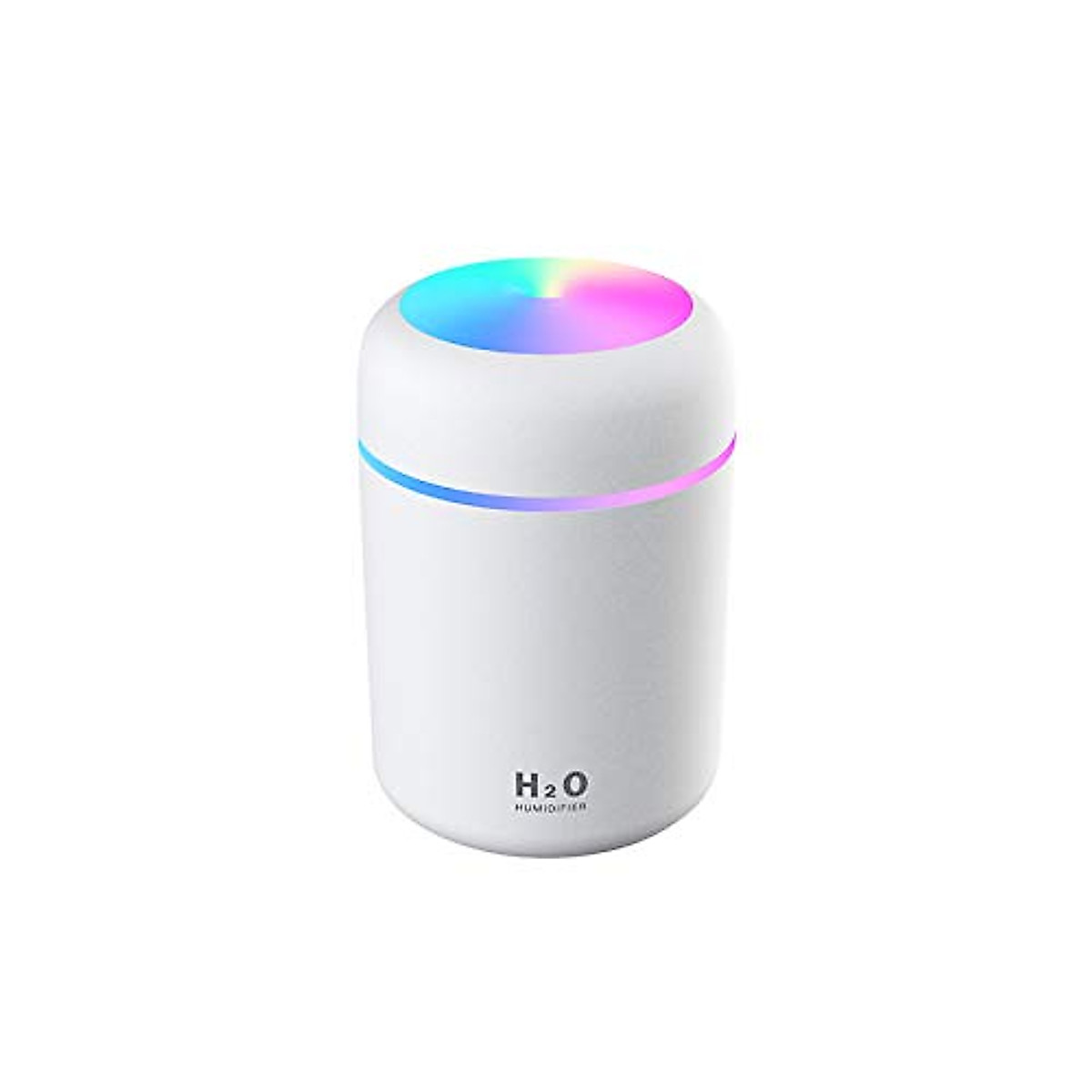 Colorful Cool Mini Humidifier,Essential Oil Diffuser, USB Portable Mini Humidifier for Car, Office Bedroom, Desktop, 7 Color 2 Mist Modes, Super Quiet (White)