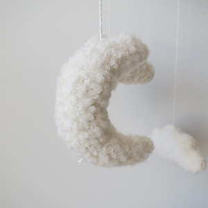Cloud Crib Mobile Cloud Baby Mobile for Crib Neutral Boho Moon and Clouds Mobile Neutral Nursery Décor Boucle Mobile