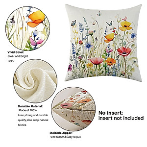 Mimkus Outdoor Waterproof Throw Pillow Covers 18x18 Set of 4 Spring Summer Floral Decorative Pillow Covers for Outdoor Couch Sofa Patio