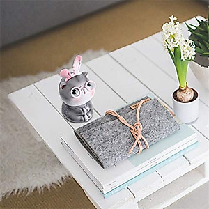 Amosfun Cat Bobblehead Ornaments Shaking Head Rabbit Ear Lucky Cat Figurines Animal Dancing Figure Toy Car Dashboard Decorations for Vehicle Home Office Desktop (Grey B)