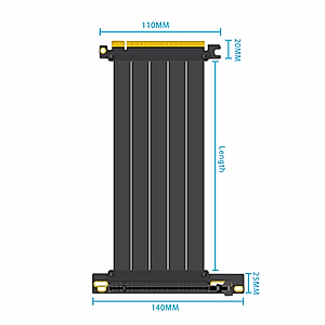 GLOTRENDS 200mm PCIe 4.0 X16 GPU Riser Cable, Female 90 Degree Angle, Compatible with Gen 4 GPUs, Such as RTX4090-RTX3060, RX7900, RX6950XT-RX6500XT,etc (PCIE40-X16-200MM-1890D)