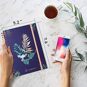 JUBTIC Password Book with Alphabetical Tabs Spiral Bound - 5.2" x 7.6" Hardcover Password Keeper Logbook for Seniors Password Notebook- Organize Internet Website Address Login - Deluxe Blue