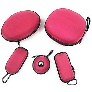 CASEBUDi Oval Hard Shell Headphone Carrying Case | Travel Pouch Protection Compatible with Foldable Headphones | Pink Ballistic Nylon