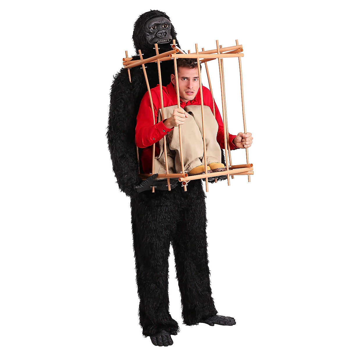 HouseHaunters "Get Me Outta This Cage" Gorilla and Cage Costume Kit, Black/Bamboo, One Size