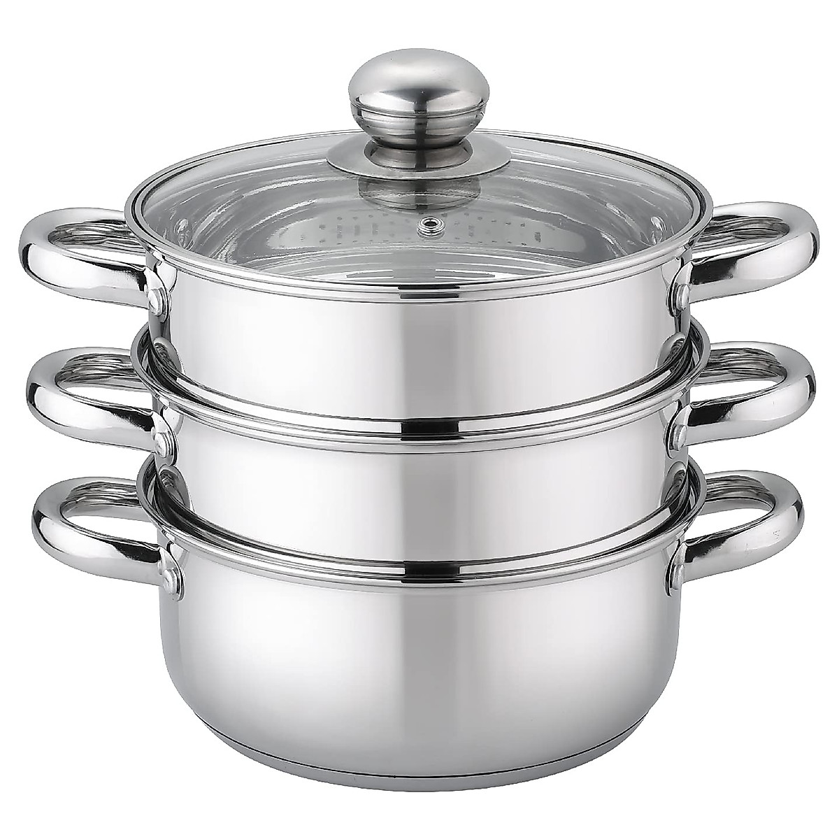 Double Boiler & Steam Pots for Chocolate and Fondue Melting Pot, Candle Making, Stainless Steel Steamer with Tempered Glass Lid for Clear View while Cooking, Dishwasher (3 Cooking Utensils Set)