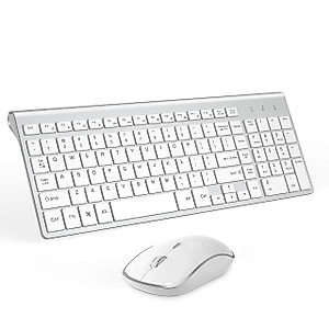 Wireless Keyboard Mouse, JOYACCES 2.4G Compact and Ultra Slim Wireless Keyboard and Mouse for Windows, Computer, Desktop, PC, Laptop-Sliver