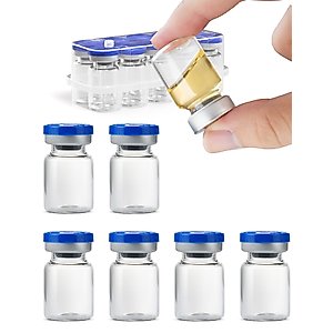 5ml Glass Vials for Injections, Self-Healing Injection Port, Empty Vials for Injections with Sealed Cap (10 Pack)