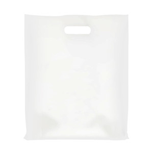 Purple Q Crafts Plastic Bag with Die Cut Handle Bag 15"x18" White Plastic Merchandise Bags 100 Pack for Retail, Gifts, Trade Show and More