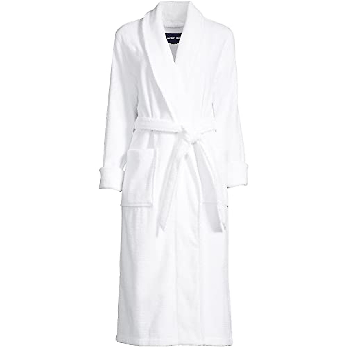 Lands' End Women's Long Sleeve Cotton Spa Bath Robe White Plus 3x