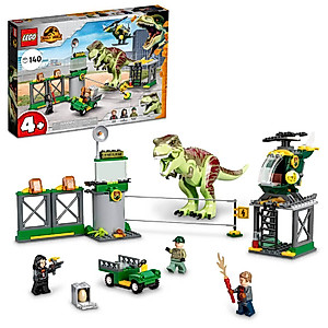 LEGO Jurassic World T. rex Dinosaur Breakout Toy 76944, Dino Toys for Preschool Kids, Boys and Girls Aged 4 Plus, with Airport, Helicopter and Buggy Car