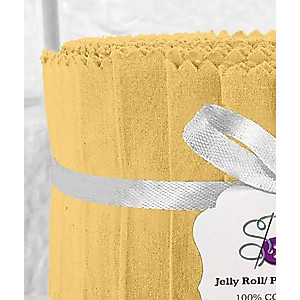 Soimoi 40Pcs Solid Goldenrod Precut Fabrics Strips Roll Up 2.5 Inches Cotton Jelly Rolls for Quilting
