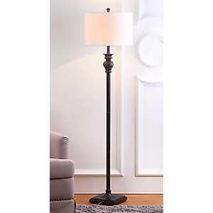 SAFAVIEH Lighting Collection Alphie Rustic Farmhouse Ebony 61-inch Living Room Bedroom Home Office Standing Floor Lamp (LED Bulb Included)