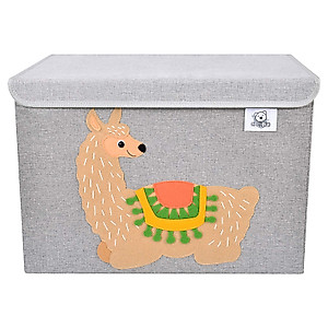CLCROBD Foldable Large Kids Toy Chest with Flip-Top Lid, Collapsible Fabric Animal Toy Storage Organizer/Bin/Box/Basket/Trunk for Toddler, Children and Baby Nursery (Llama)