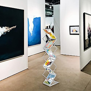 Nisorpa Literature Rack, Foldable Magazine Rack Office Racks & Displays Magazine Rack Catalog Brochure Display Stand Holder Catalog for Trade Show Exhibitions Office Retail Store, 3 height adjustable,