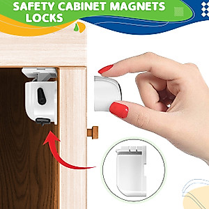 Noymay Magnetic Cabinet Locks for Babies, Baby Proofing for Cabinets and Drawers, Kitchen, 12 Locks, 3 Keys