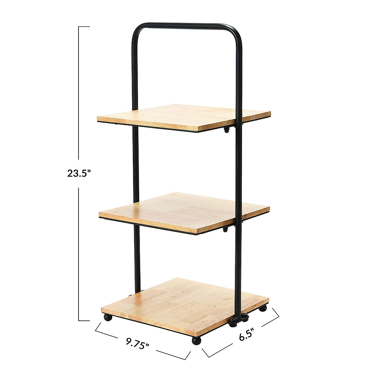 Creative Co-Op Modern Decorative 3 Shelves Solid Wood Kitchen Coffee or Tea Station and Plant Holder, Black Tiered Tray