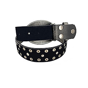 TOPACC Women Men Western Buckle Belt Cowgirl Cowboy Country Concho Leather Belt Rodeo Horse Plaque Removable