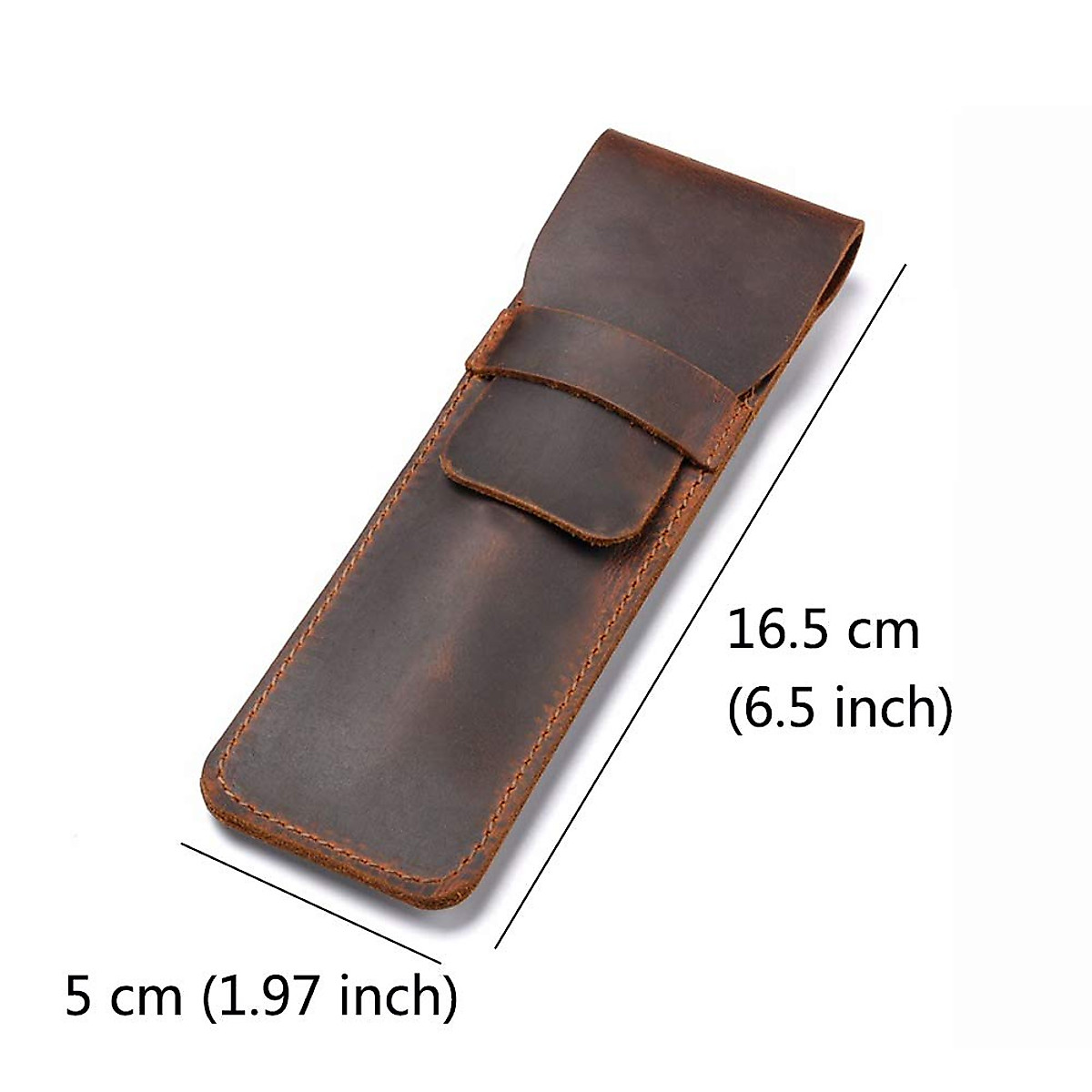 Daimay Leather Pen Case Holder Handmade Fountain Multi Pens Pouch Crazy Horse Leather Pen Protective Sleeve Cover – Brown