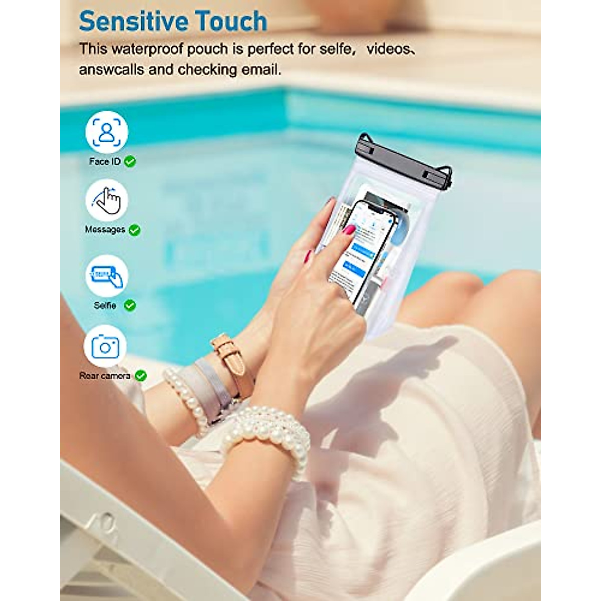 Large Waterproof Phone Pouch, Floating Dry Bag for iPhone 14 13 12 Pro Max Galaxy S22 S21 Large Capacity Waterproof Bag Sunscreen Glasses Storage Universal Dry Pouch for Swimming Rafting Boating