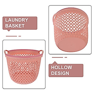HOLIDYOYO Flexible Laundry Baskets, Hollow Plastic Laundry Hamper with Handles Round Clothes Washing Bins Sundries Organizer for College Dorm Laundry Room